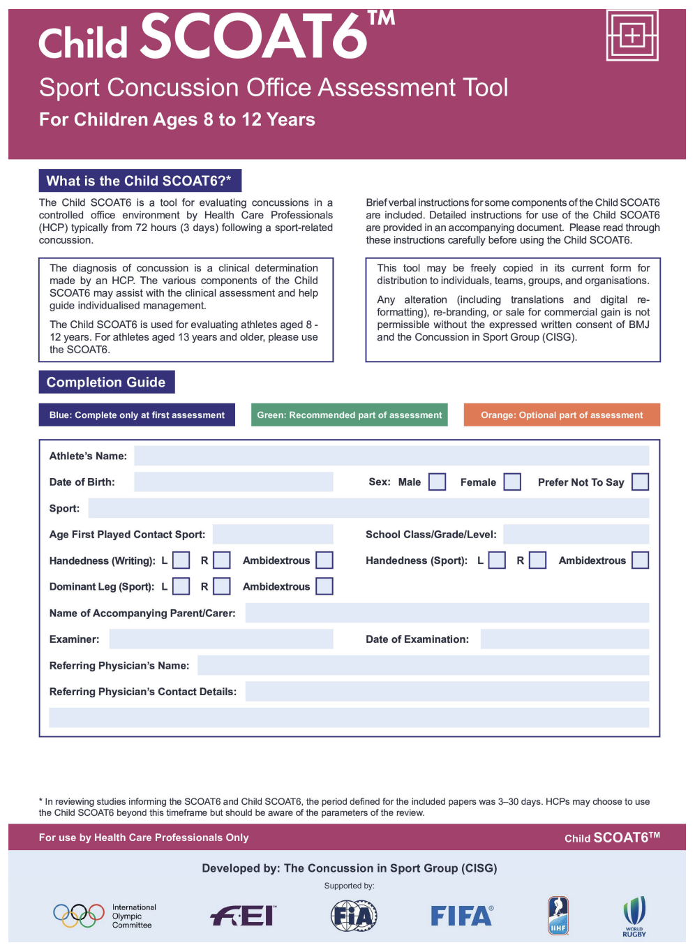 Sport Concussion Office Assessment Tool
